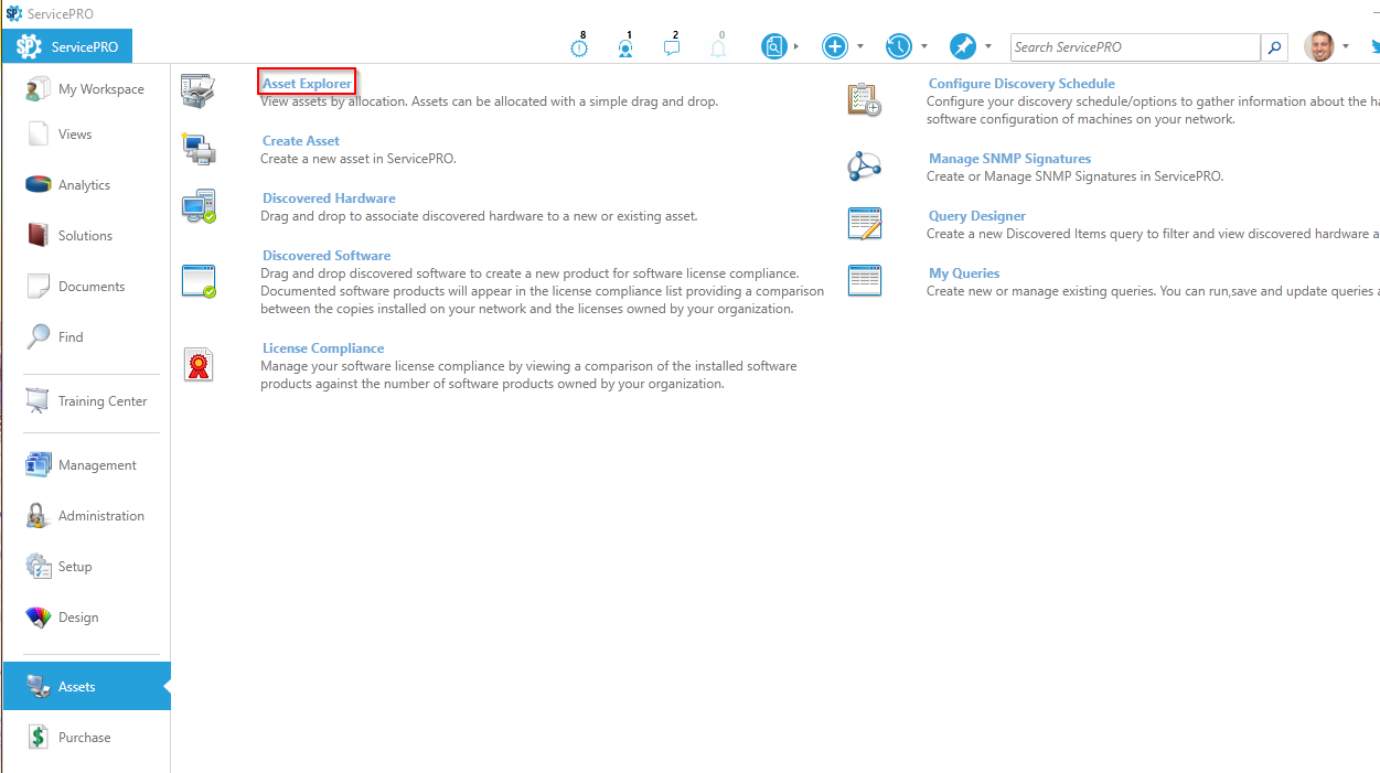 Manage Assets - Assets / Configuration