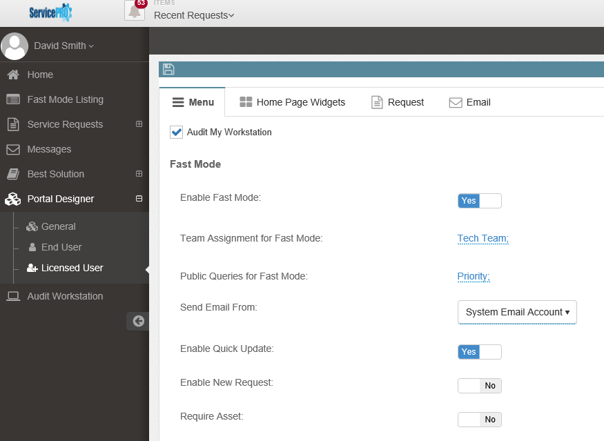 ServicePRO Web Support Portal - Fast Mode