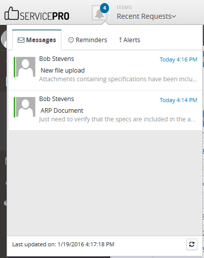 ServicePRO Web Support Portal - Home Page