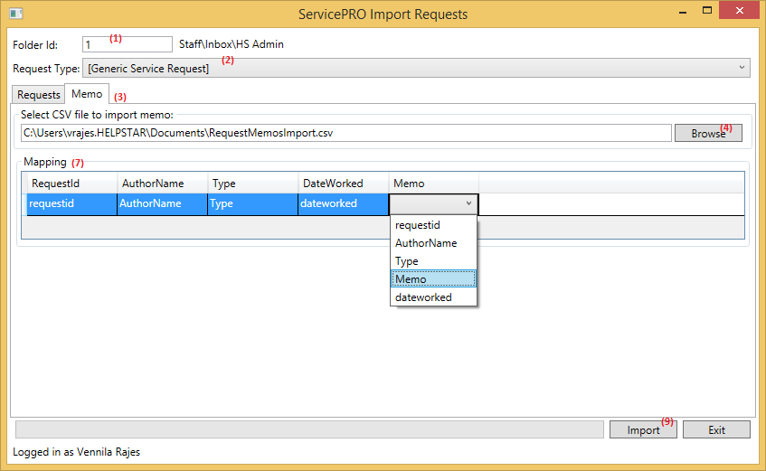 Service Requests Import Utility