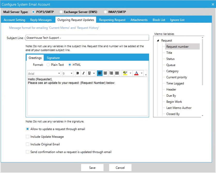 System Email Accounts