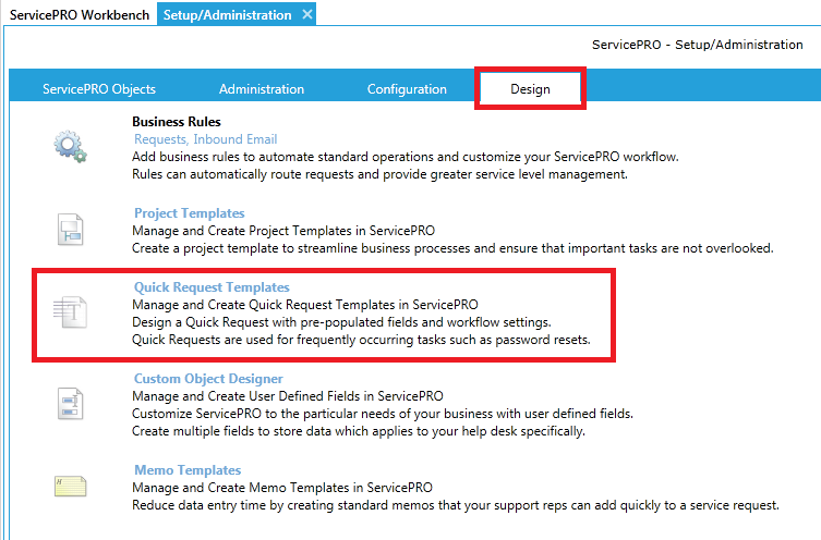 Quick Request Templates